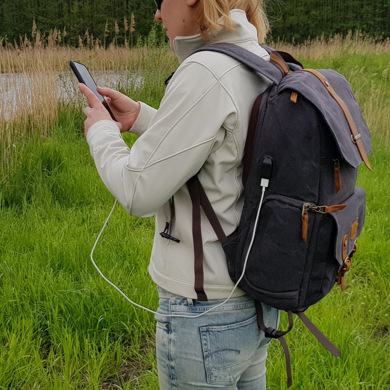 Plecak fotograficzny Ansel XL na aparat + laptopa 14,1" retro z USB ...